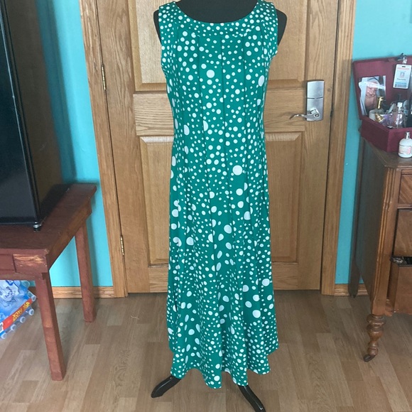 Perceptions | Dresses | Perceptions New York Green White Polka Dot Midi ...